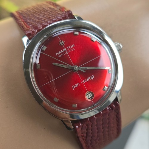 Vintage HAMILTON Pan-europ men's automatic watch 694A date Crosshair ...