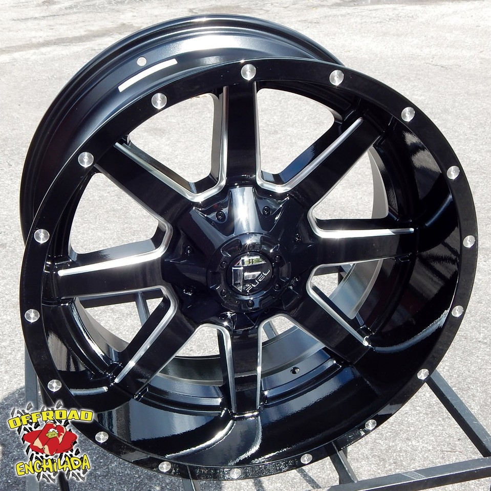 One (1) 22x10" 6x5.5 & 6x135 Black Fuel D610 Maverick Wheel Rim Ram ...