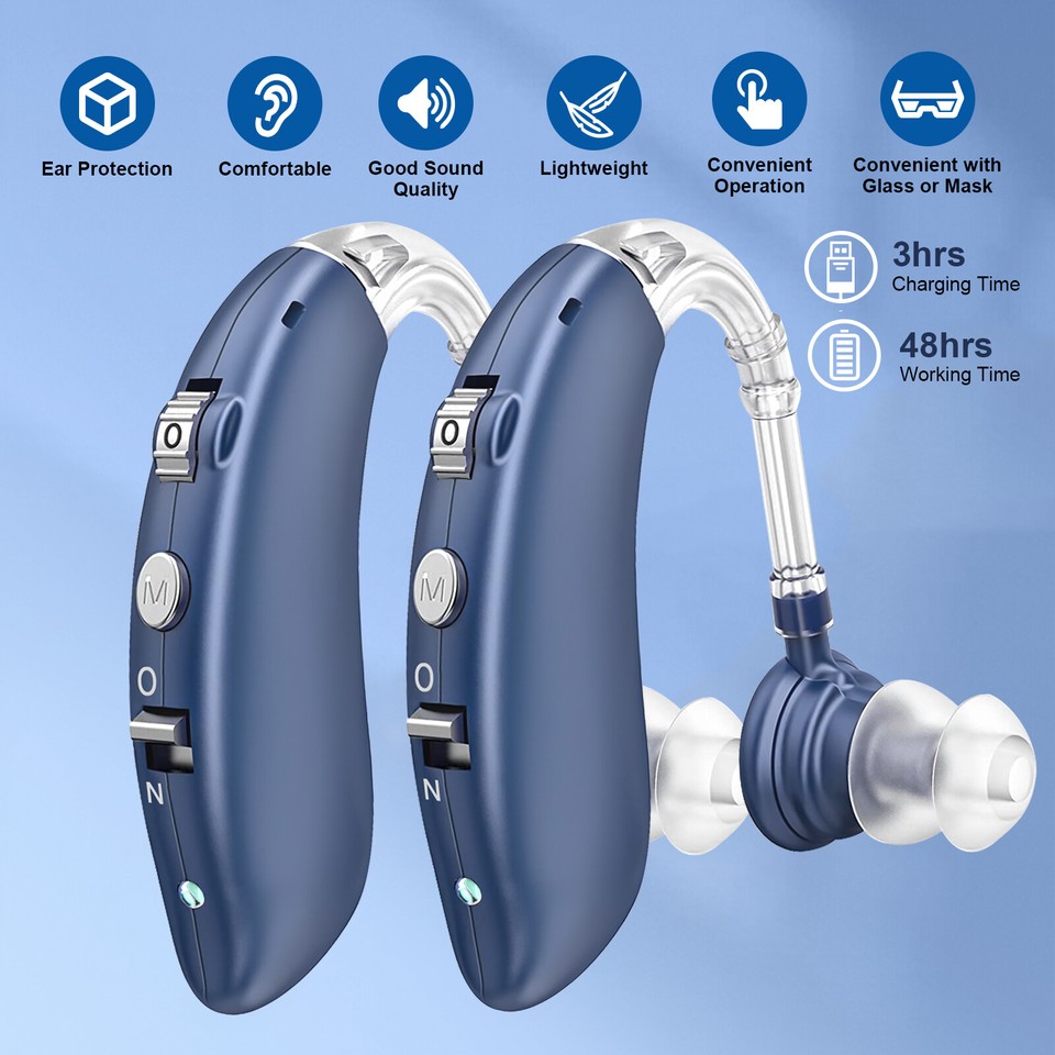 BTE Adjustable Invisible Hearing Aids Rechargeable Hearing Loss Sound ...