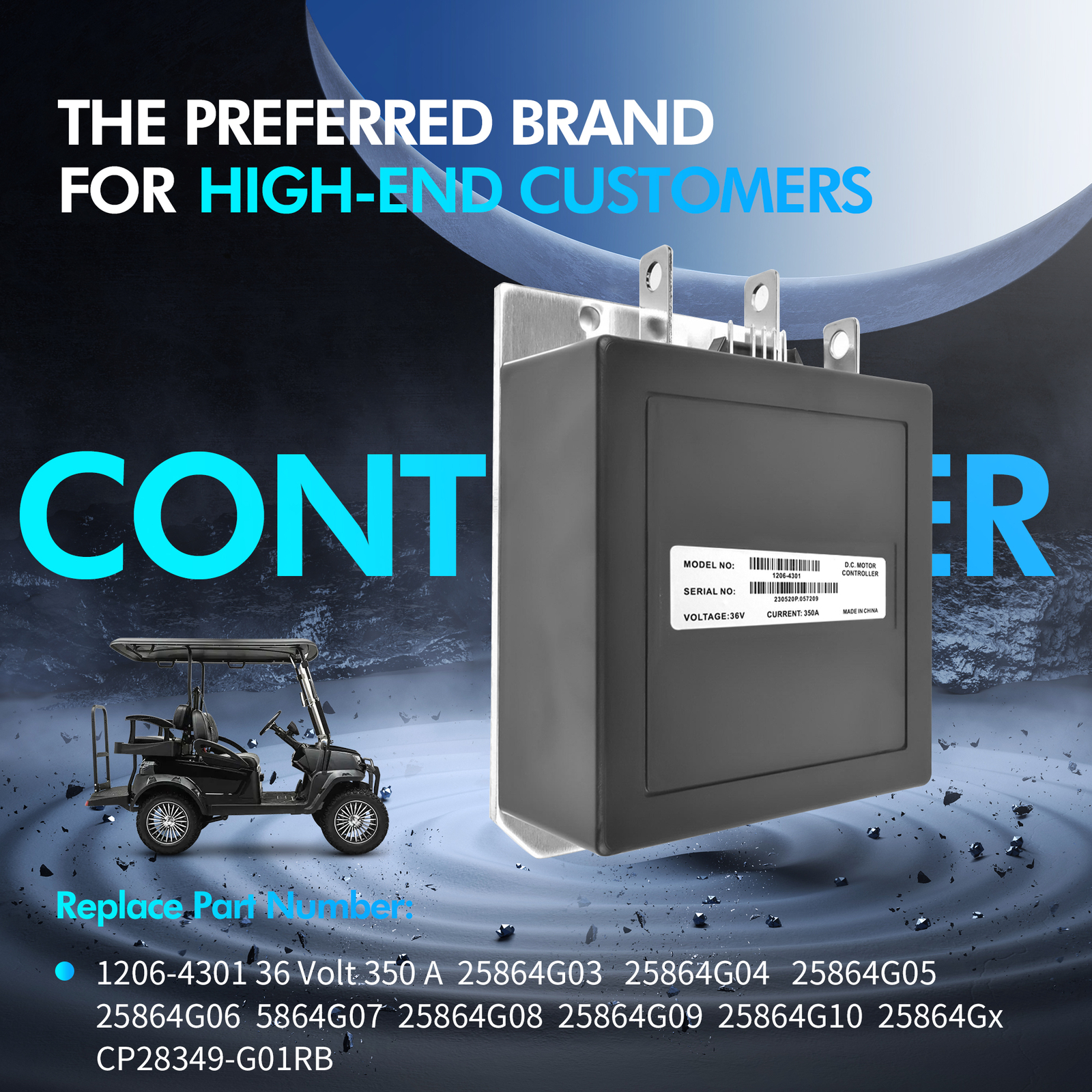 36V 350A 5Pin For EZGO TXT 1994+ Speed Controller Golf Cart 1206-4301 ...