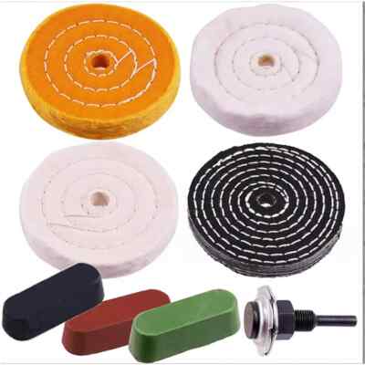 8Pcs Spiral Stitched Cotton Buffing Polishing Wheel Mop Kit For Bench ...