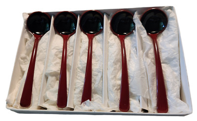Set of 5 Japanese Sugar Spoons Vermilion and Black Plastic 4 1/2" | eBay