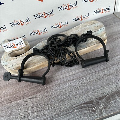 54" Iron Leg Shackles w/ Key, Heavy Duty Old Style Cuffs, Reenactment ...