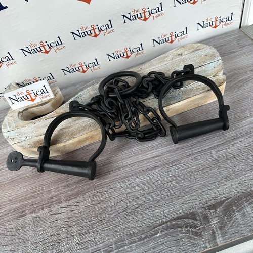 54" Iron Leg Shackles w/ Key, Heavy Duty Old Style Cuffs, Reenactment ...