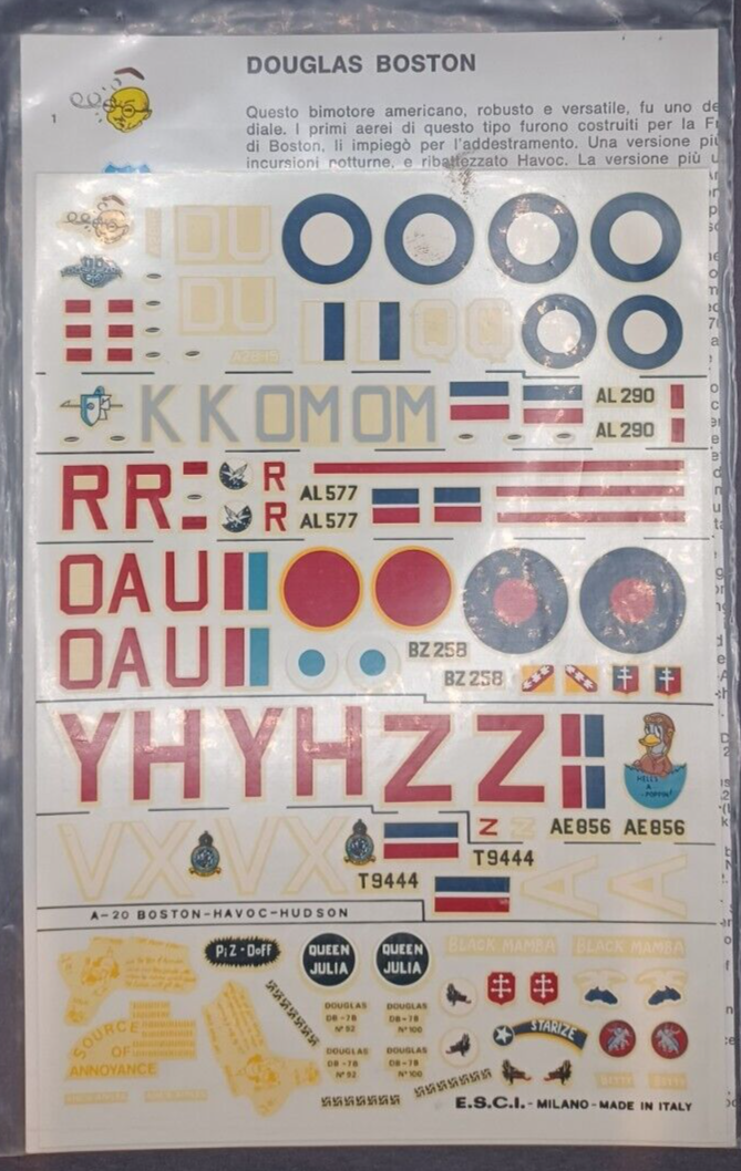 ESCI | No. ? | 1:72 A-20 Douglas Boston Decals | eBay