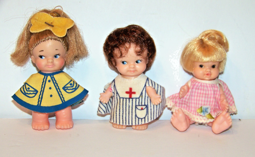 Vintage 1965 Uneeda Pee Wee 3.5" Dolls & Baby Pee Wee '66 - Lot of 3 ...