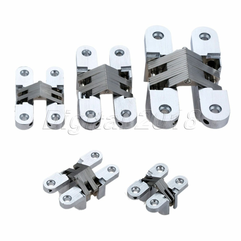 2 Pcs Elegant Heavy Duty Foldable Consealed Cross Door Hinges Stainless ...