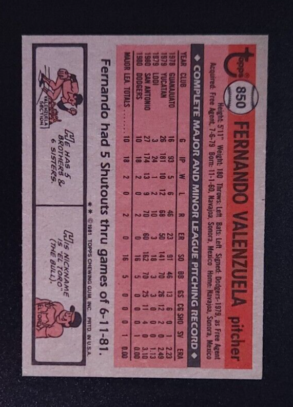 1981 Topps Traded Fernando Valenzuela Rookie Card #850-NM | eBay