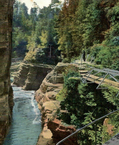 Vintage Postcard Divided Up From The Gallery Ausable Chasm Lake ...
