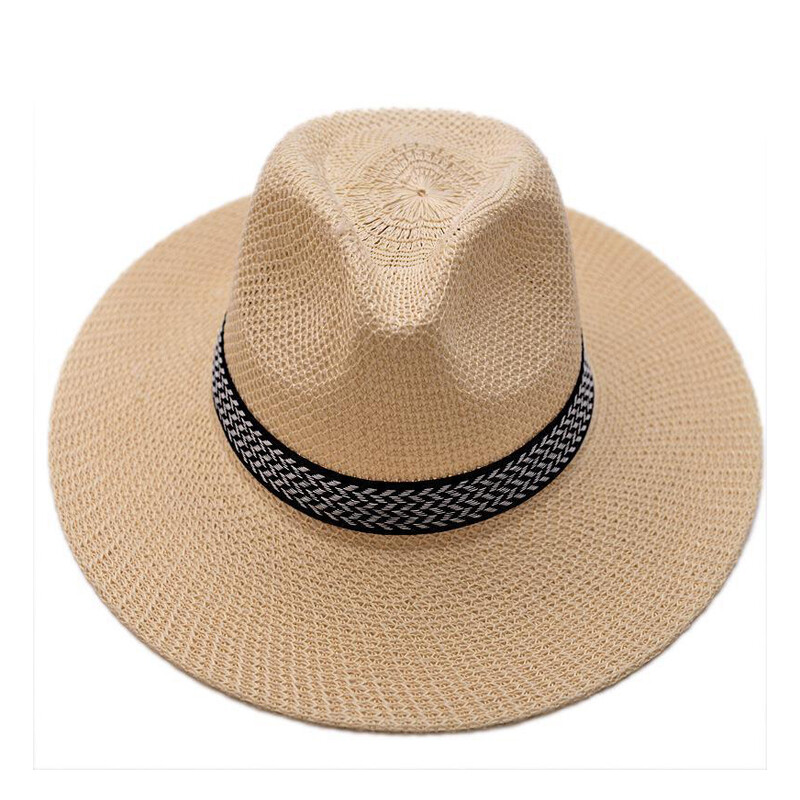 Men Women Straw Jazz Fedora Hat Trilby Cuban Sun Cap Panama Short Brim ...