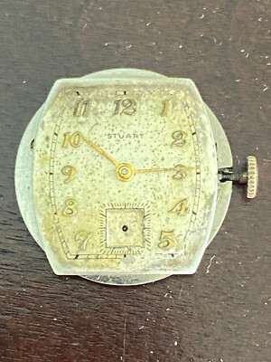VINTAGE MEN'S AN STEWART WATCH CO. WRIST WATCH MOVEMENT, KEEPING TIME ...