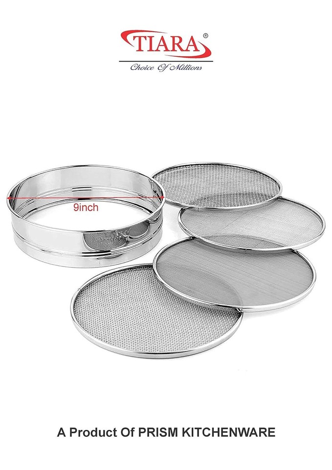 Stainless Steel Interchangeable Sieve Set of 5 Flour Chalni Spices Food ...