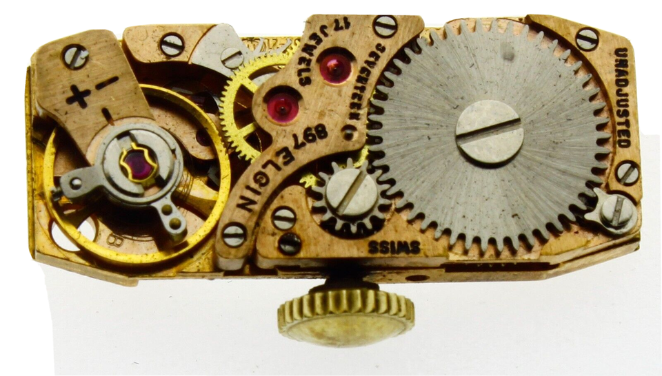 Elgin Grade 897 Size 26/0s 9 x 21 mm 17 Jewels Watch Movement Runs Good ...