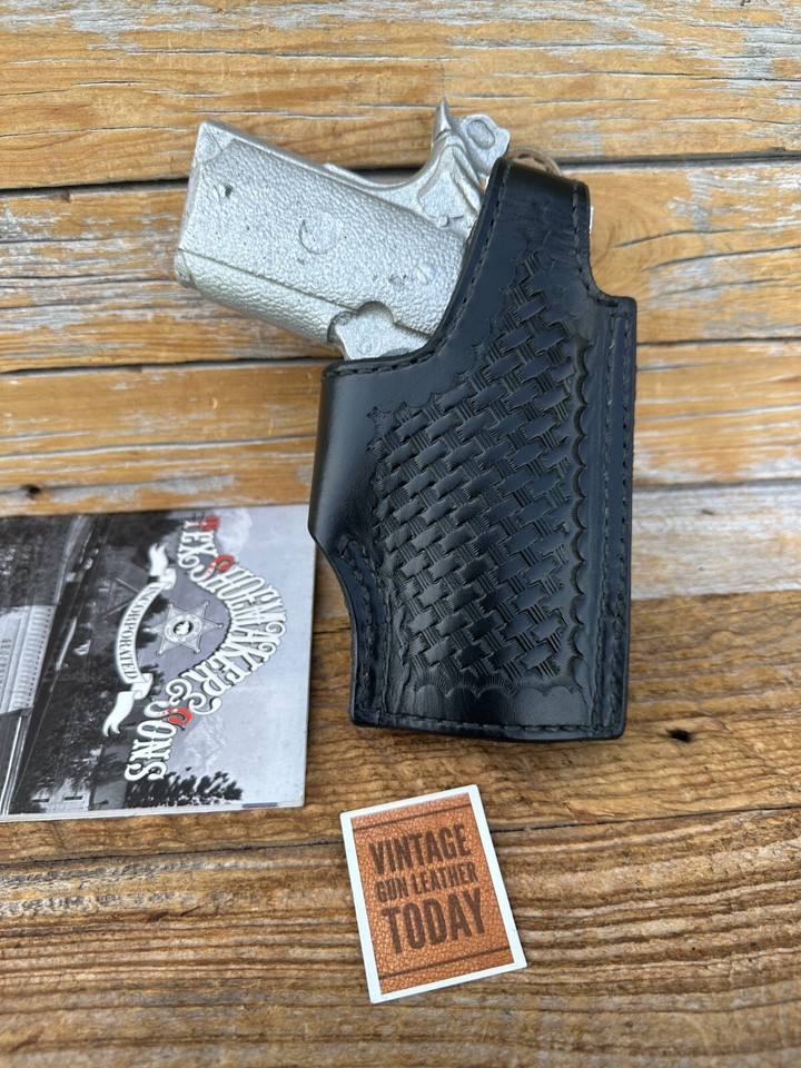 Tex Shoemaker Black Suede Lined Basket Leather Officers Model Holster ...
