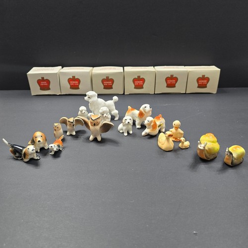 Genuine Bone China Miniature Lot of 17 Figurines Animals Dogs Owls ...