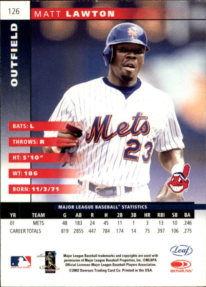 2002 Leaf New York Mets Baseball Card #126 Matt Lawton | eBay