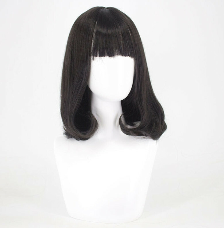 Korean Women Middle Long 40cm Bobo Head Curly Synthetic Hair Girl Wig ...