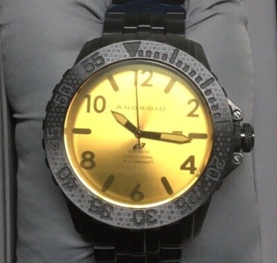 ANDROID TY2806 21 JEWEL AUTOMATIC SEAGULL YELLOW AMBER MENS WRISTWATCH ...