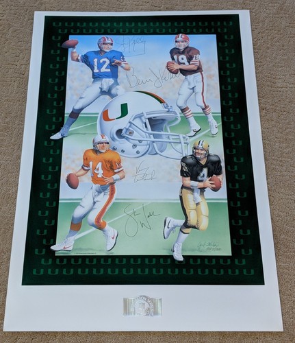 University of Miami 20x24 Jim Kelly Vinnie Testaverde Bernie Kosar S ...