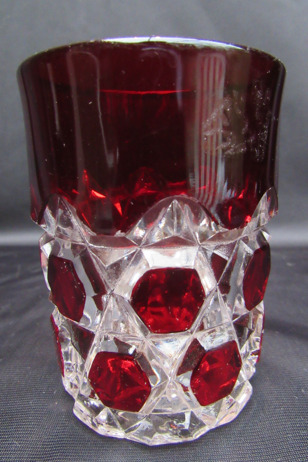 1890's Ruby Stained EAPG Pattern Glass Red Block Tumbler | eBay