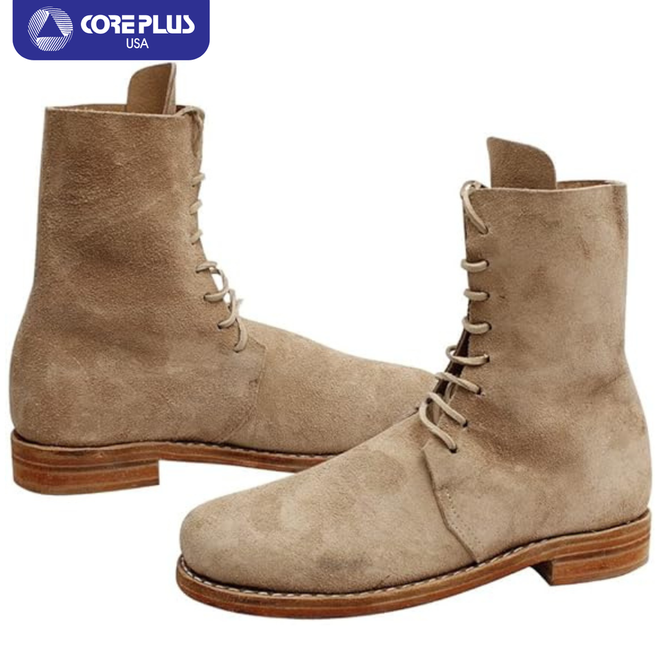 Civil War Shoe Colonial Ankle High Leather Boots -Lace-Up Men's Boots ...