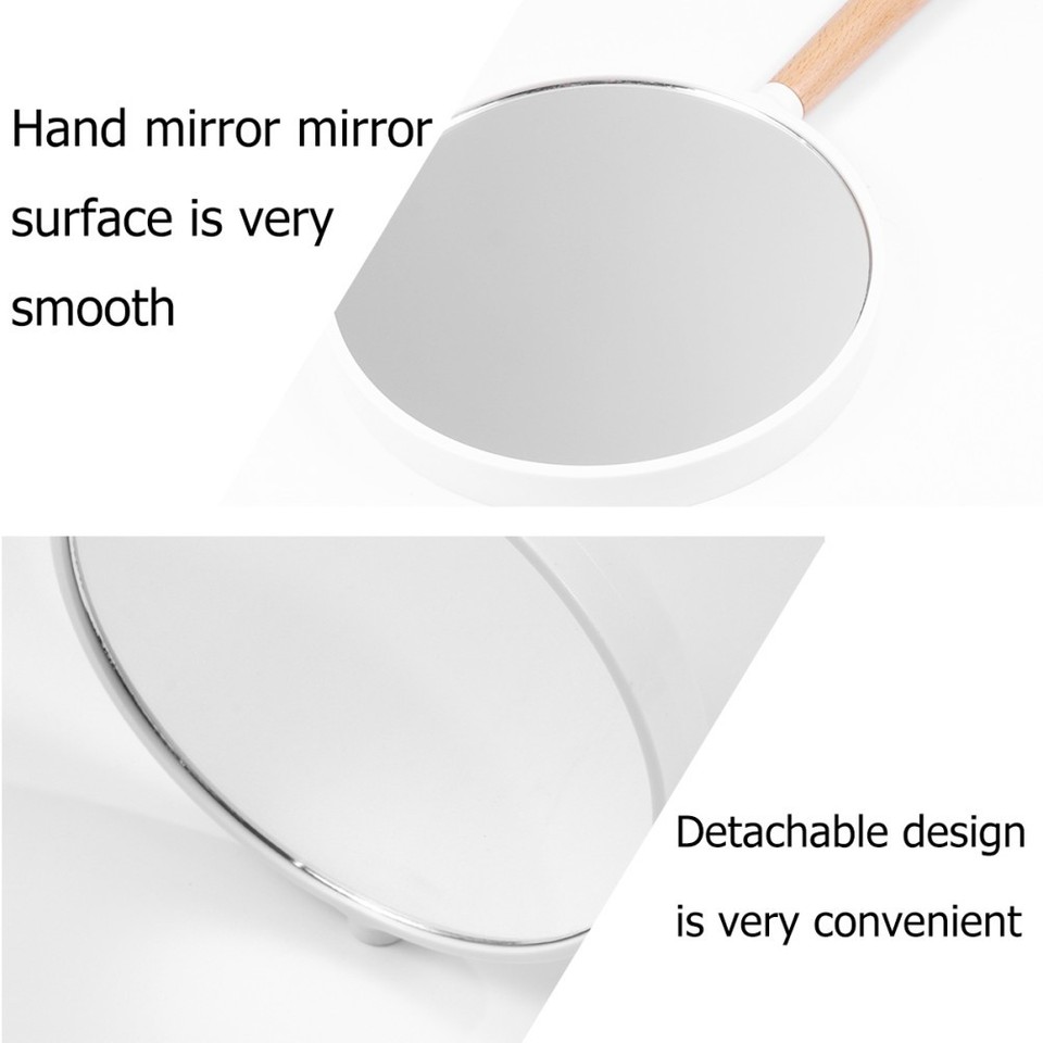 Vintage Handhold Makeup Mirror Wood Travel Makeup Mirrors Cosmetic Hand ...