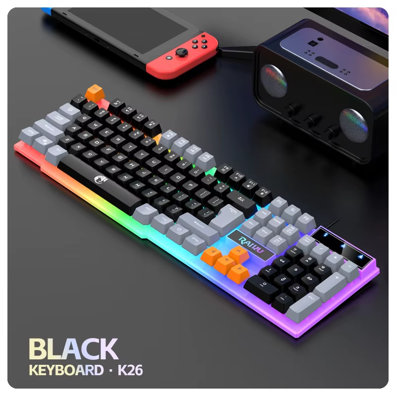 RGB Backlit USB Gaming Keyboard 104 Key Wired Ergonomic Keyboard for PC ...