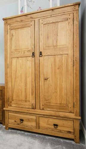 Solid Rustic Oak Double Wardrobe X2 Available | eBay UK