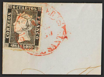 Cantabria. Philately. Fragment 1. 1850. 6 Quarters Black, Cover ...