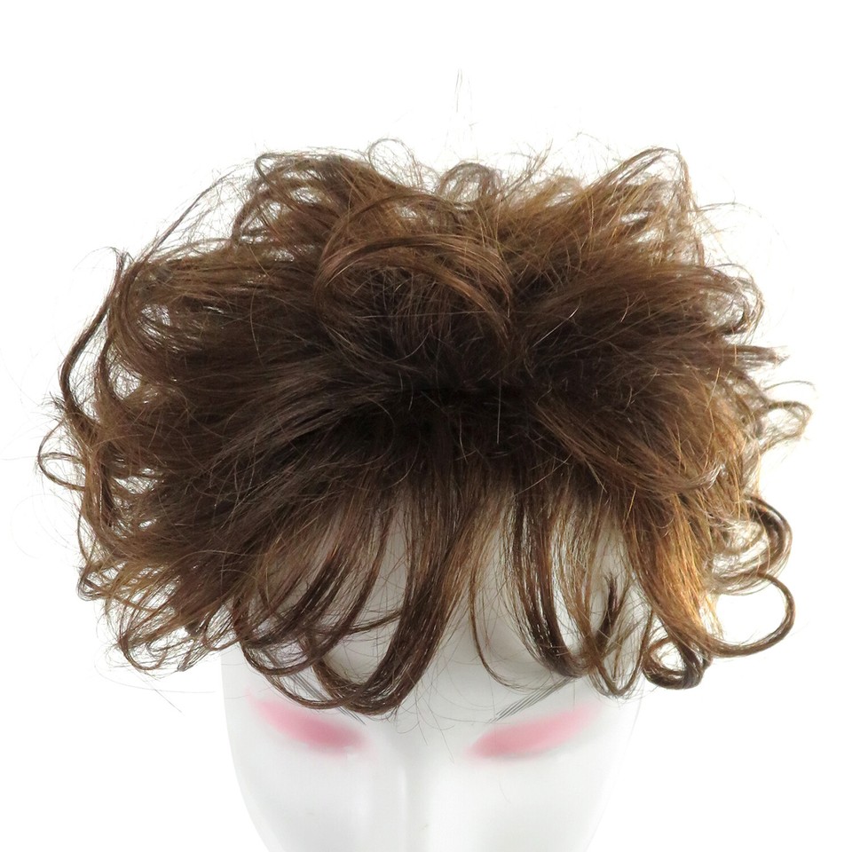 Short Curly Wavy Human Hair Toppers Seamless Fluffy Clip in Crown ...