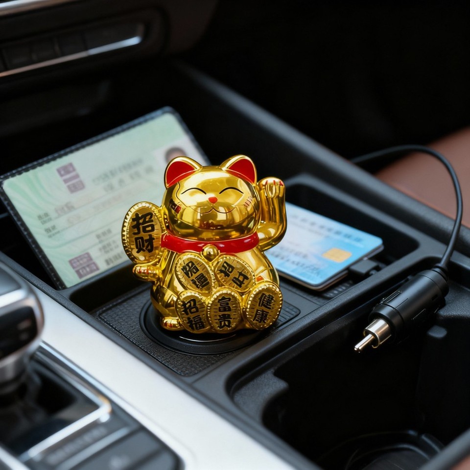 Solar Powered Automatic Waving Lucky Cat Waving Hand Cat Maneki Neko ...