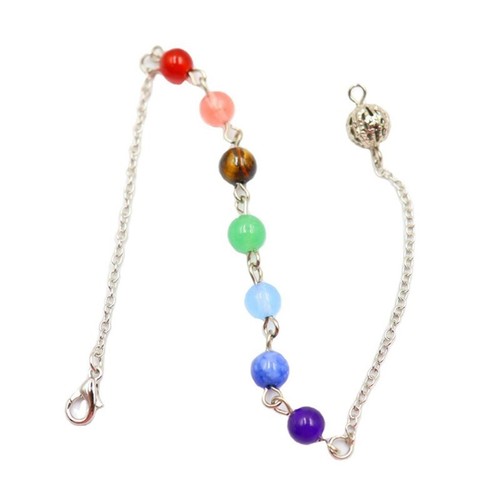 10 Strand Reiki Pendulum Chain Mixed 7 Chakra Gem Stone Beads Charms ...