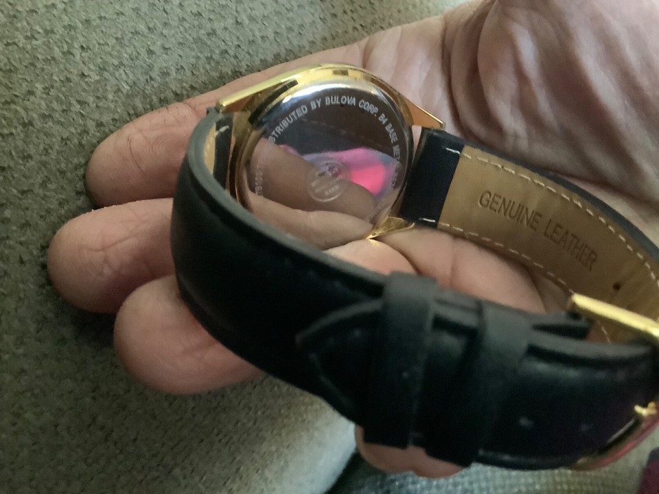 Bulova TFX mens quartz watch new batt mint shape clean gold tone ...