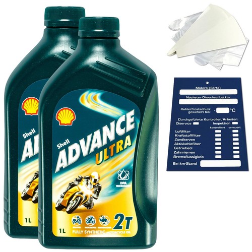 2 Litre Original Shell Advance Ultra 2T Motorcycle Oil 2-Takt Oil Jaso ...