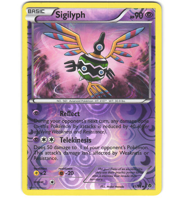 Pokemon 2011 Near Mint NM Sigilyph Emerging Powers REVERSE 41/98 Card ...