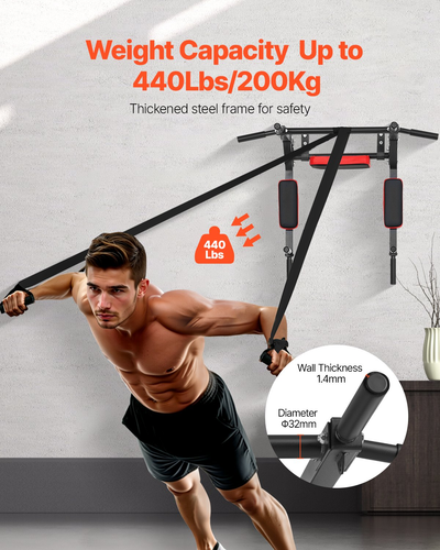 Multifunctional Pull Up Bar Wall Mounted Chin Up Bar Dip Station Heavy ...