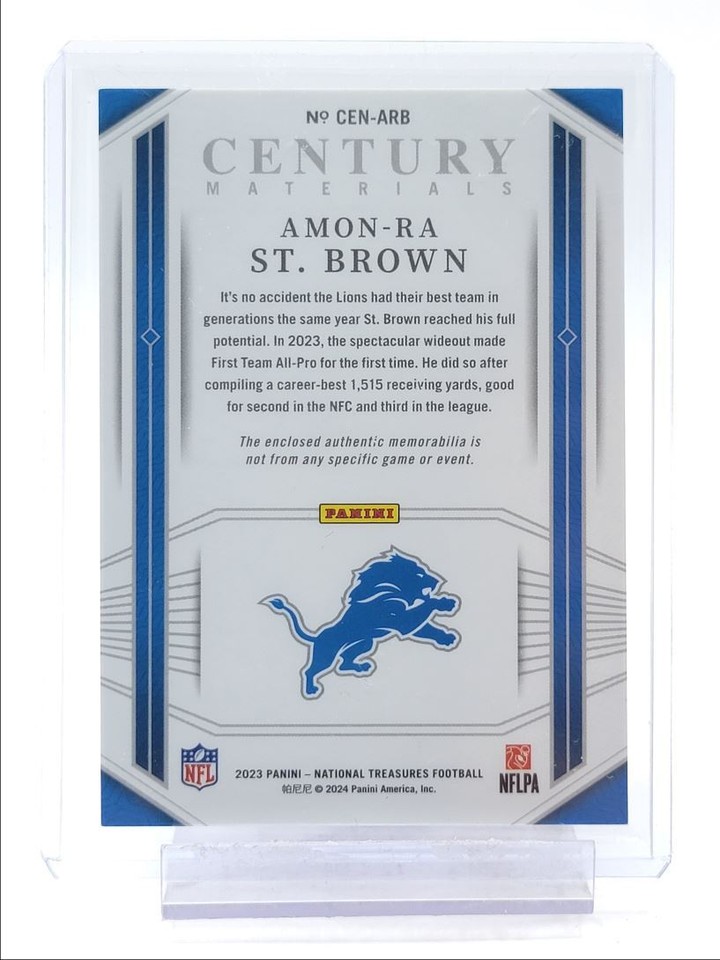 AMON-RA ST. BROWN 2023 NATIONAL TREASURES CENTURY PATCH GOLD /49 Q3420 ...