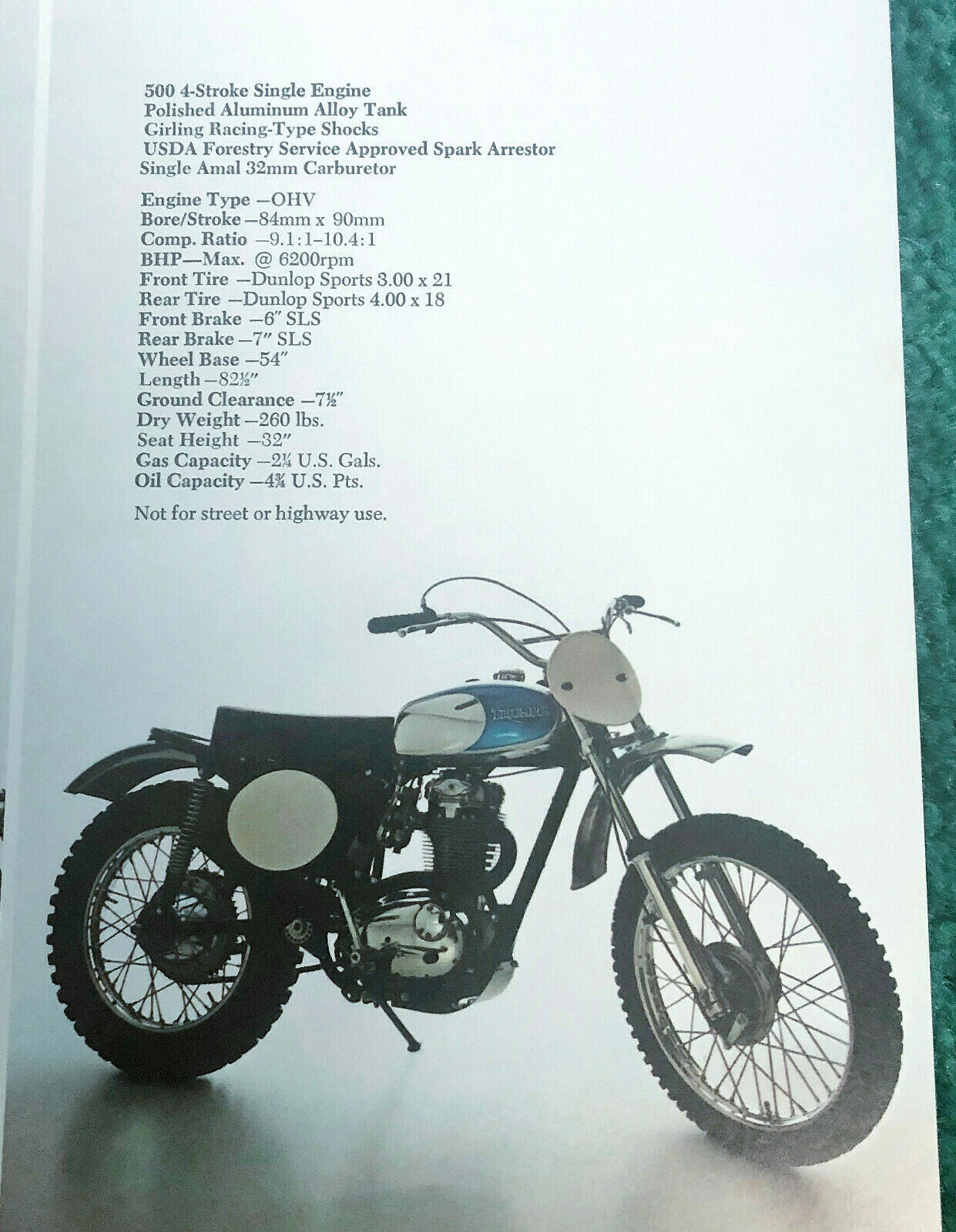 1974 NOS TRIUMPH MOTORCYCLE BROCHURE TR5T TROPHY TRAIL TR5-MX TR5MX ...