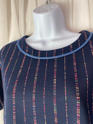 THML Womens Shift Dress Size Medium Blue Striped Aztec Ruffle Short ...