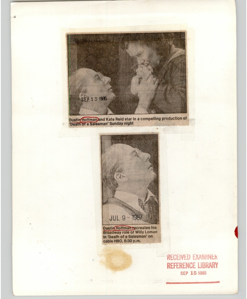 Actor DUSTIN HOFFMAN 'Death of a Salesman' BROADWAY Play 1985 Press ...