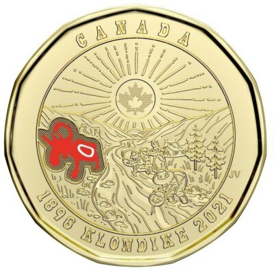 Canada 2021 Klondike Gold Rush Coloured One Dollar $1 Loonie Coin UNC ...