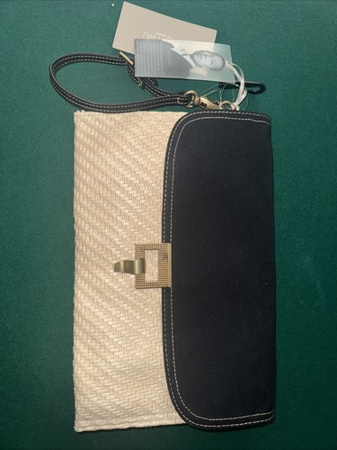 New Jason Wu Target Woven Canvas Clutch With Tags Black Tan Woven Gold ...