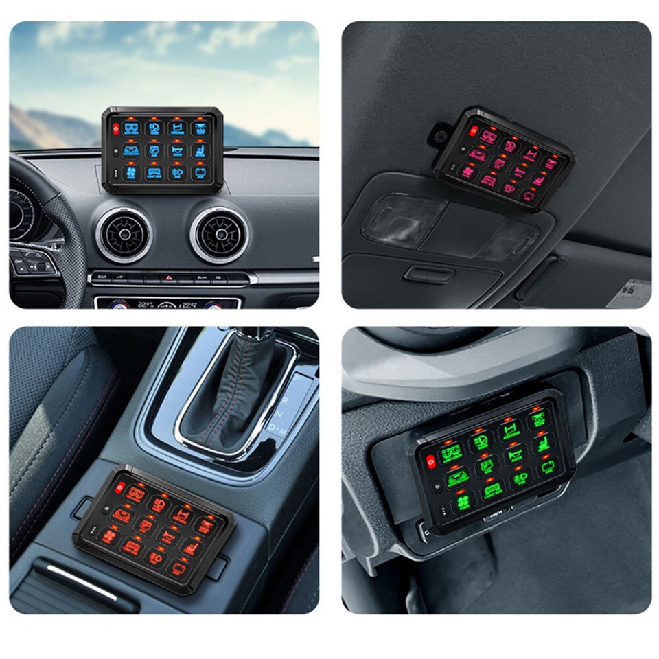 RGB 12 Gang Switch Panel Wireless LED Light Bar Relay System Car UTV ...
