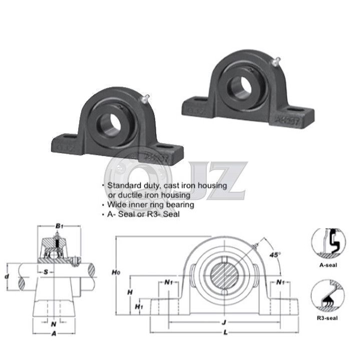 2x 1 3/16 in Pillow Block Cast Iron HCAK206-19 Mounted Bearing HC206-19 ...