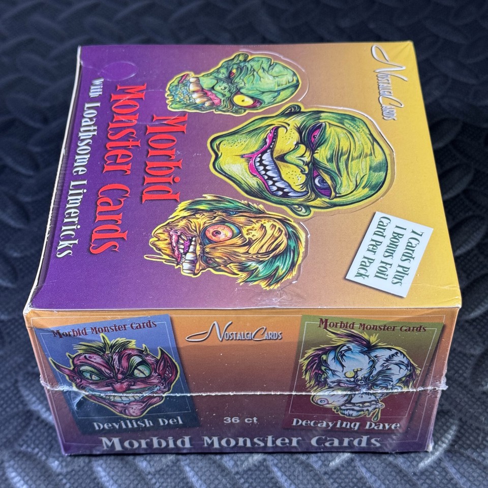 1999 NOSTALGICARDS MORBID MONSTERS SEALED HOBBY BOX OF 36-PACKS/8-CARDS ...