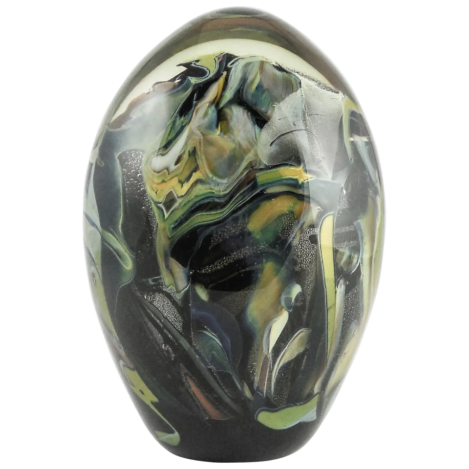 Mark Russell "Ribbons of Color" Artglass Paperweight Sculpture, c. 1980 ...
