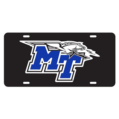 MTSU BLUE RAIDERS Black Acrylic License Plate with Reflective Decal | eBay