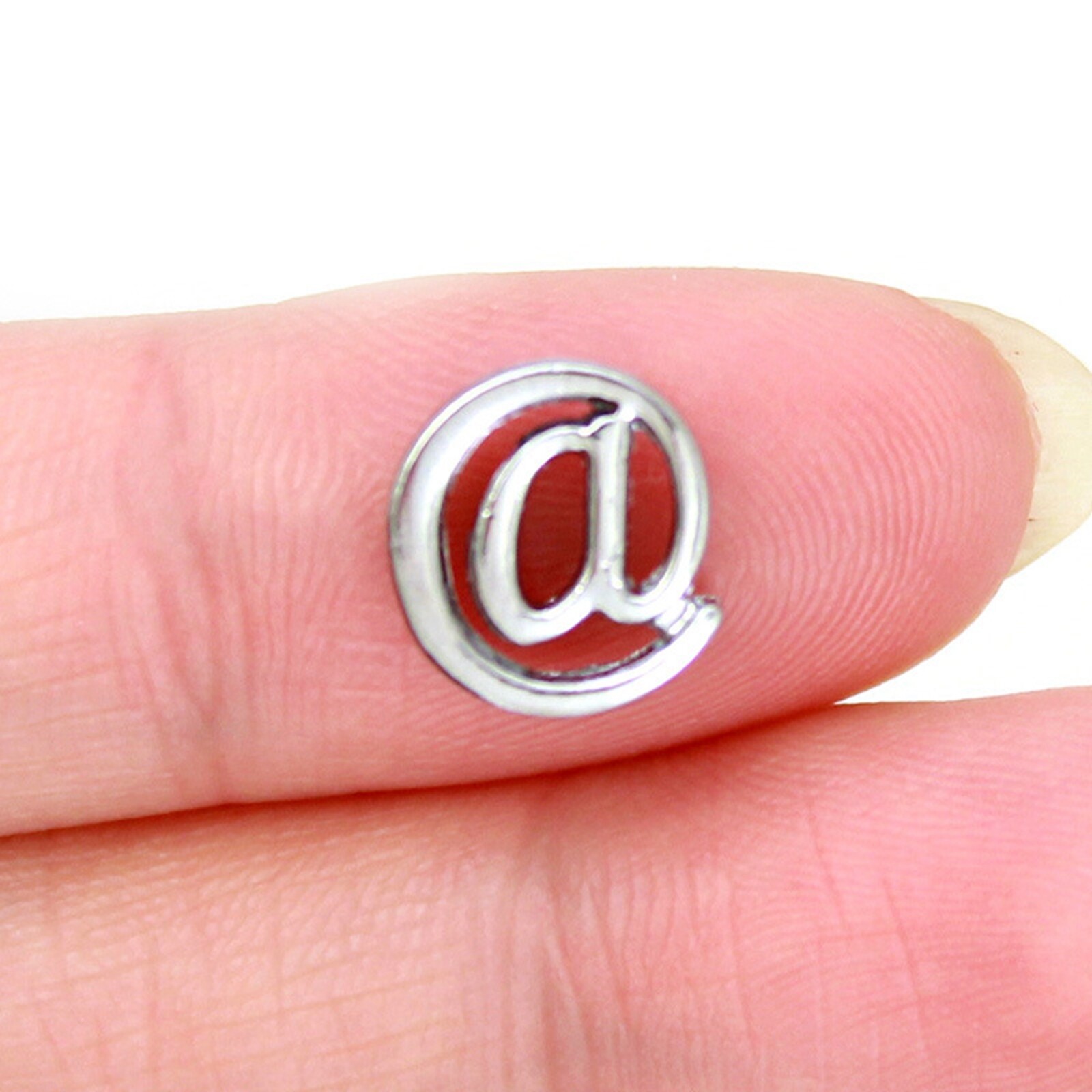 10 Silver Tone Alloy at Symbol "@" Slide Charms Beads Fit 8mm Wristband ...