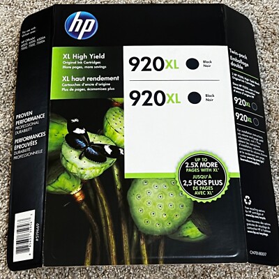 HP Hewlett-Packard OEM 920XL High Yield Black Ink Cartridges Set of 2 ...