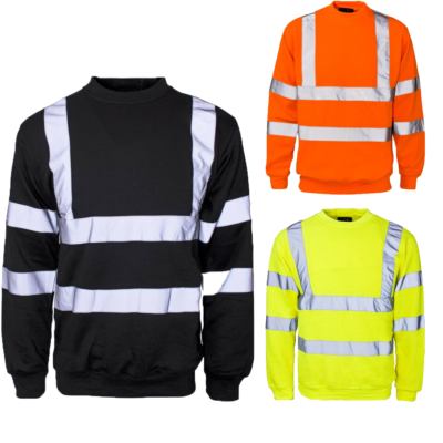 Hi Viz Crew Neck Fleece Jumper Sweatshirt Visibility Work Security ...